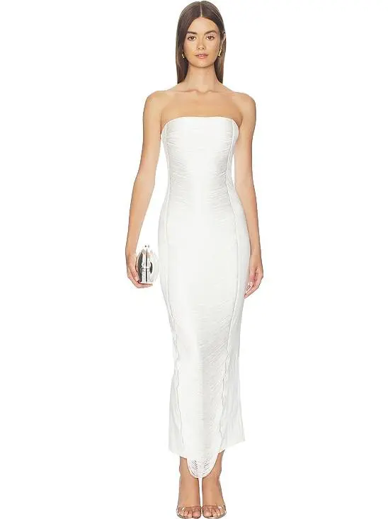 AMELIE TEJE Strapless Tasseled Maxi Dress - Ivory