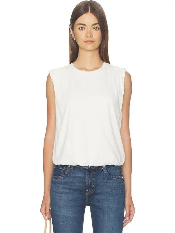 BOBI Sleeveless Bubble Hem Tee - Ivory