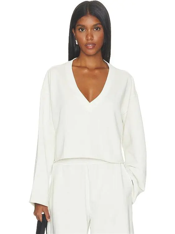 Beyond Yoga Cropped Long Sleeve V-neck Top - Ivory