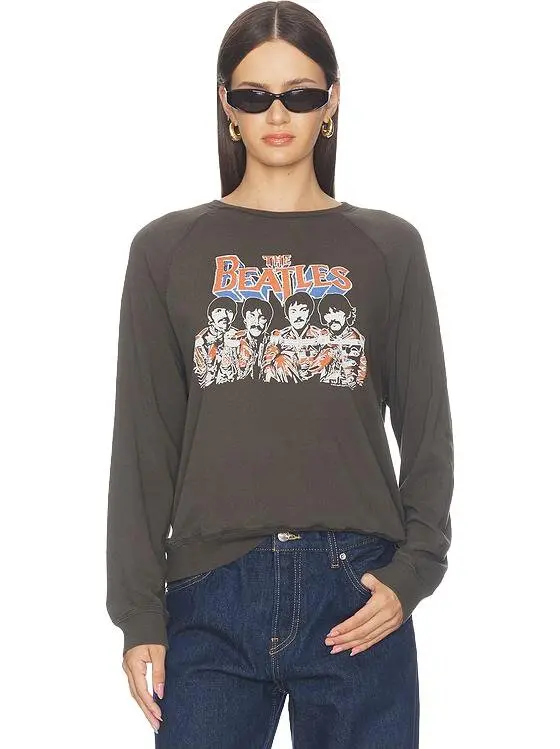 Junk Food The Beatles Raglan Crew Fleece Sweatshirt - Black
