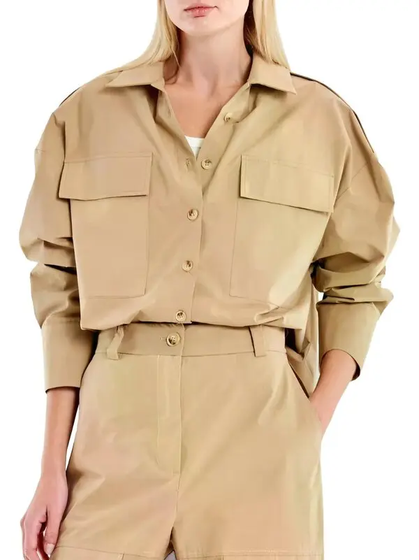 VICOLO Beige Shirt With Flap Pockets - Neutrals