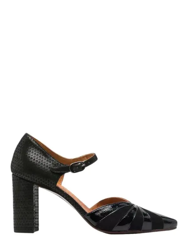 Chie Mihara Snakeskin-effect Pointed Toe Block Heel Pumps - Black