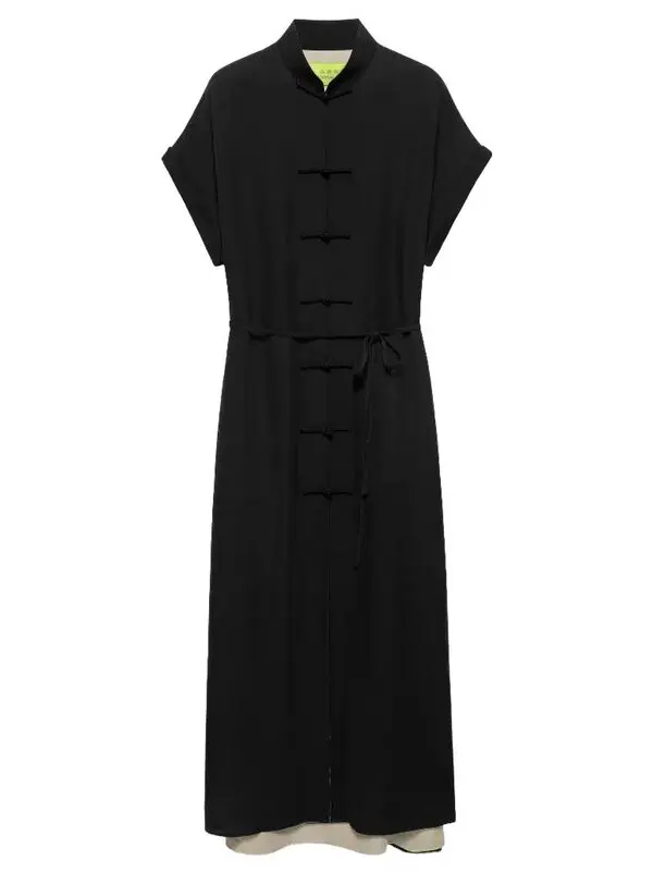 Shanghai Tang Silk Frog-fastening Shirt Dress - Black