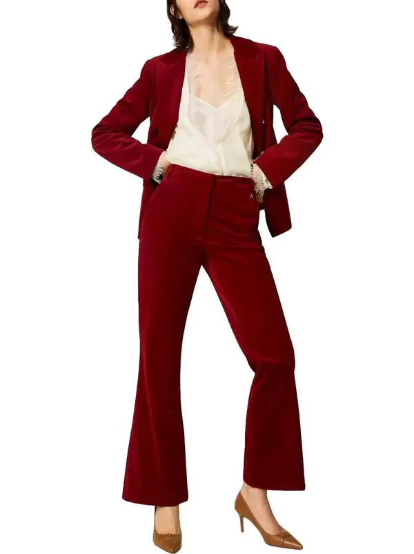 TWINSET Velvet Flared Trousers - Red