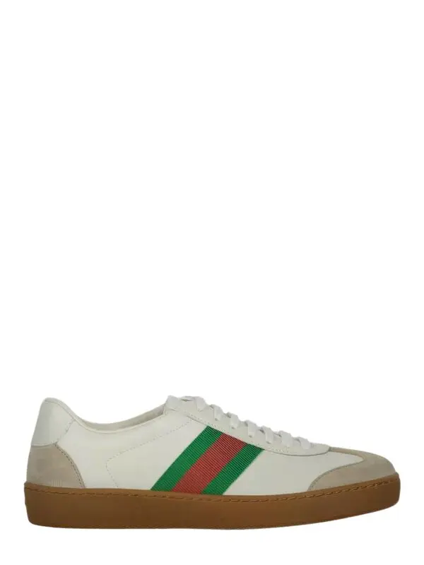 Gucci Web-stripe Leather Sneakers - Neutrals