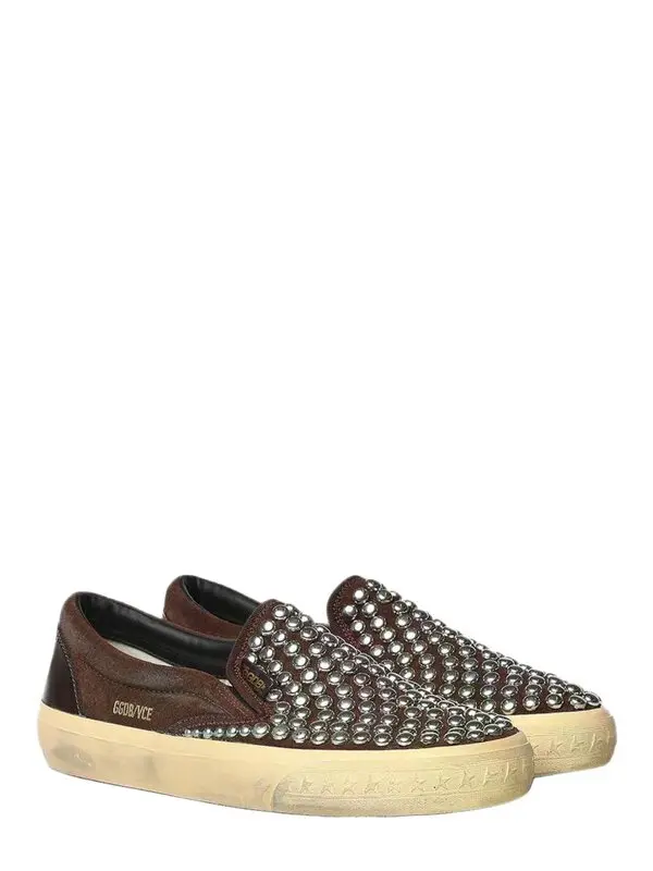 GOLDEN GOOSE Stud-embellished Leather Sneakers - Brown