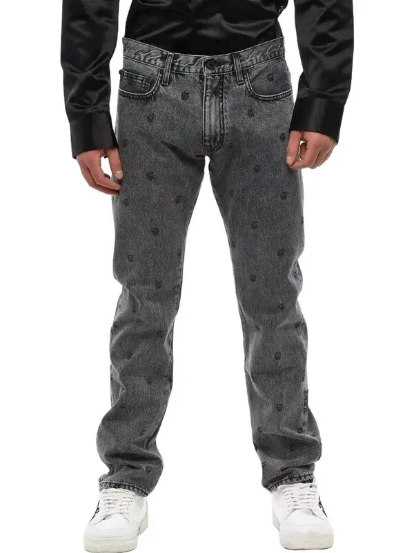 Off-White Apple Pattern Slim-fit Jeans - Grey