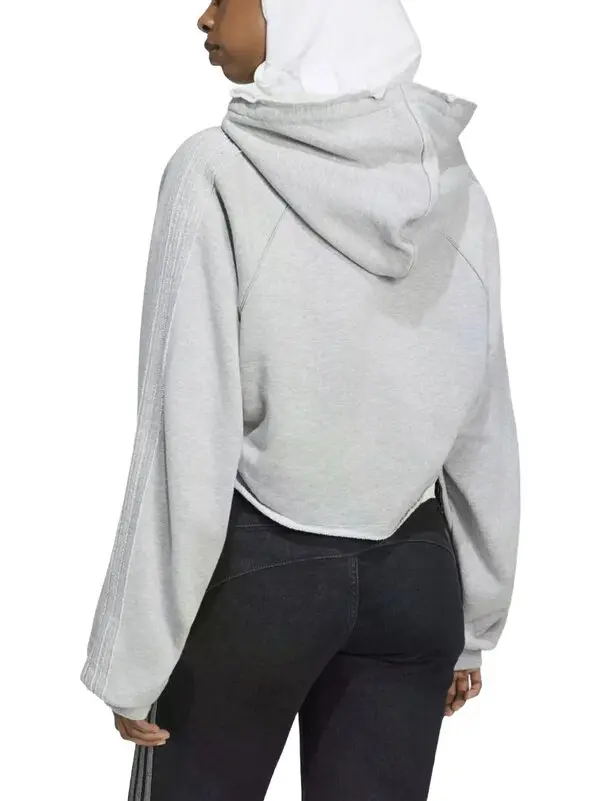 Adidas Hooded Zip-up Hoodie With Layered Effect - Grey