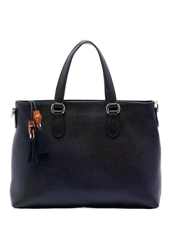 Gucci Calfskin Bamboo Tassel Satchel - Black