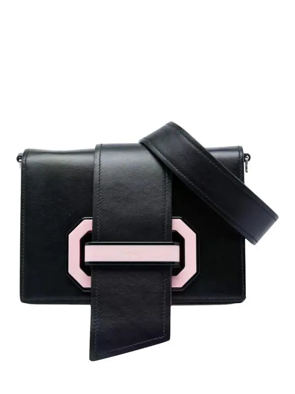 Prada City Calf Plex Ribbon Crossbody Bag - Black