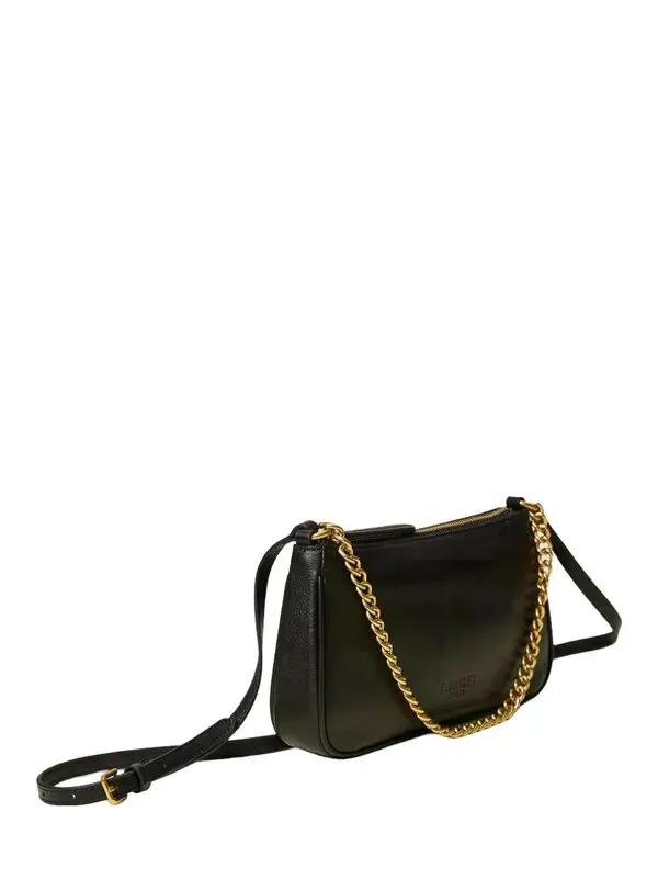 TWINSET Leather Shoulder Bag With Chain Strap - Black