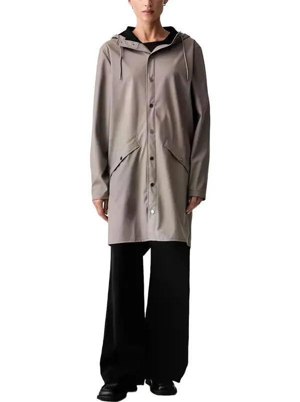 Rains Hooded Press-stud Coat - Grey