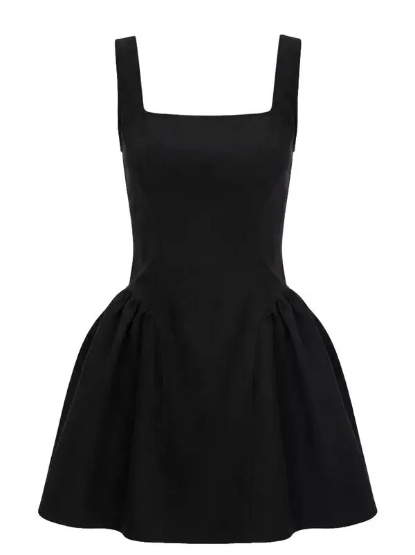HAMZA Alice Mini Dress With Lace-up Detail - Black