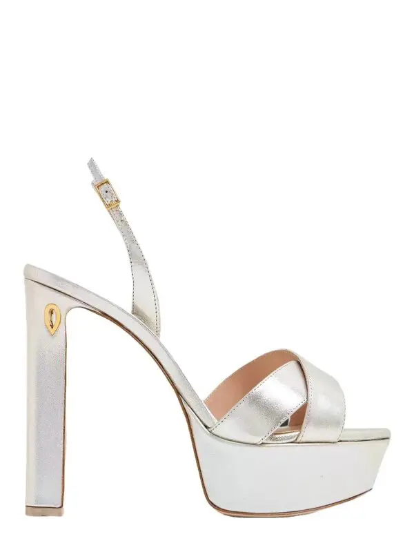Jennifer Chamandi Platform Crossover-strap Sandals - Silver