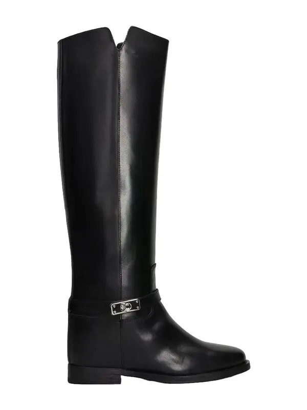 VIA ROMA 15 Knee-high Buckle Strap Boots - Black