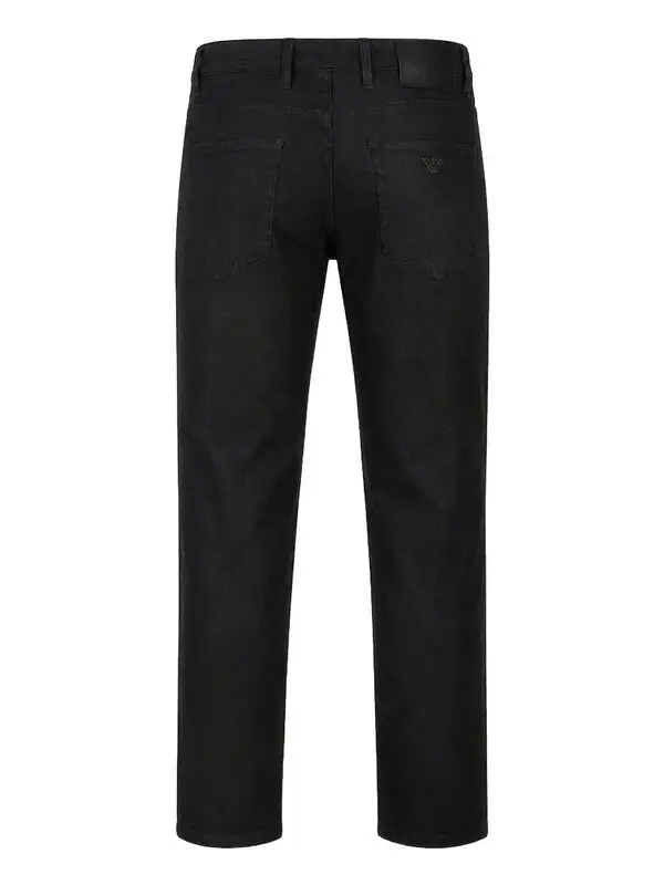 Emporio Armani Straight Leg Jeans With Rear Logo Plaque - Black
