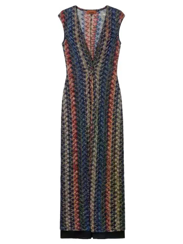 Missoni Metallic Knit Cap-sleeve Maxi Dress - Blue
