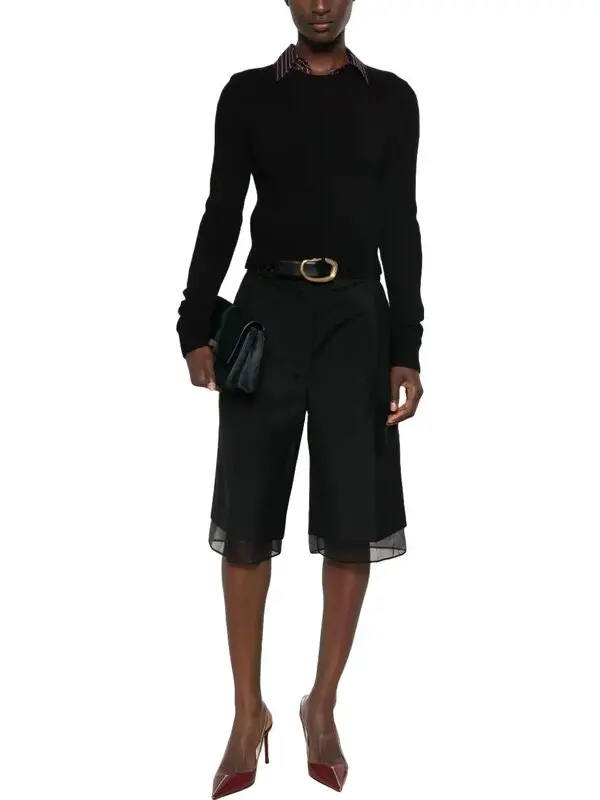 Saint Laurent Crew Neck Long Sleeve Sweater - Black