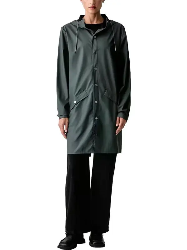 Rains Hooded Press-stud Jacket - Grey