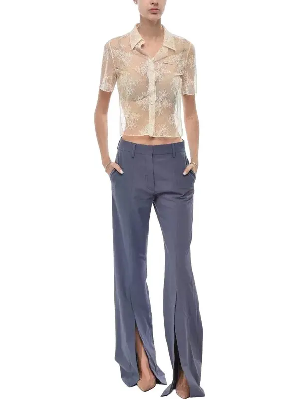 Off-White Slit-detail Flared Trousers - Blue