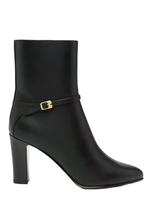 Valentino Garavani Buckle-strap Leather Ankle Boots - Black