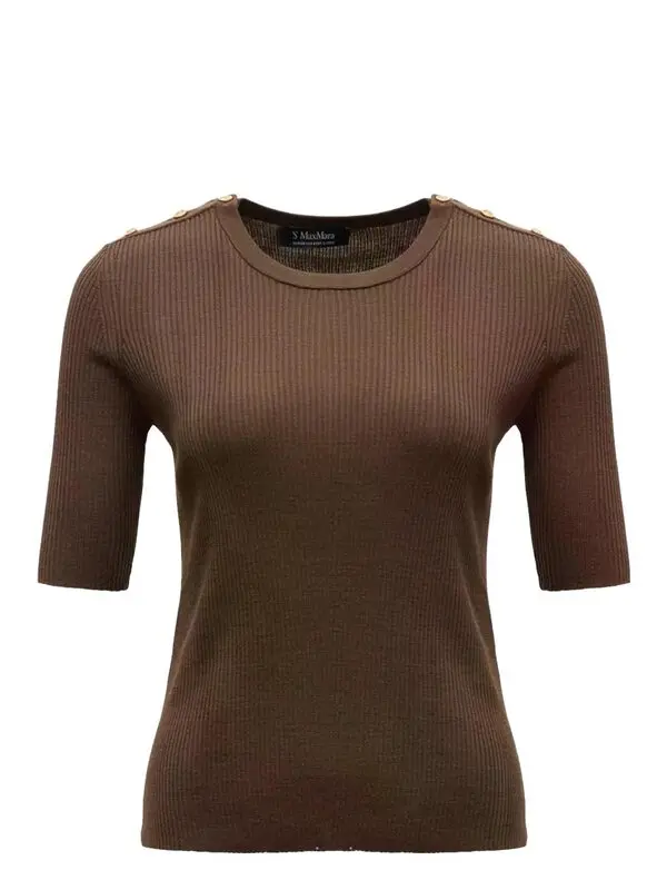 Max Mara Ribbed-knit Button-detail Sweater - Brown
