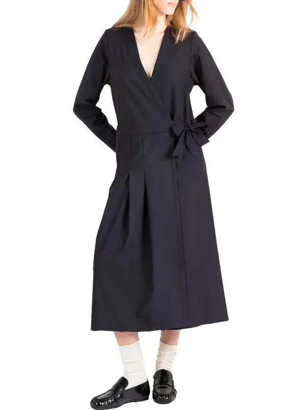 SOCIETE ANONYME Pleated Wrap Midi Dress - Blue