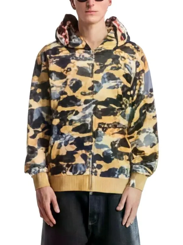 A BATHING APE Shark Camouflage Mesh Hoodie - Neutrals