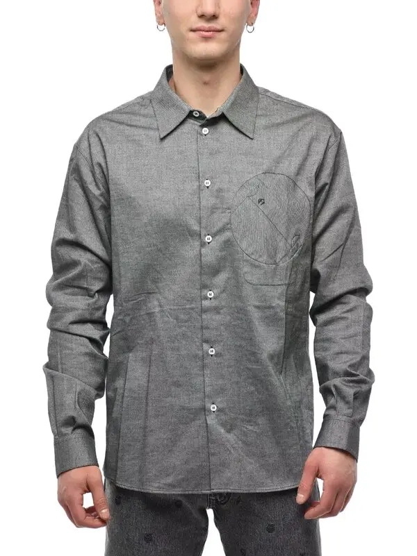 Off-White Embroidered Breast-pocket Shirt - Grey