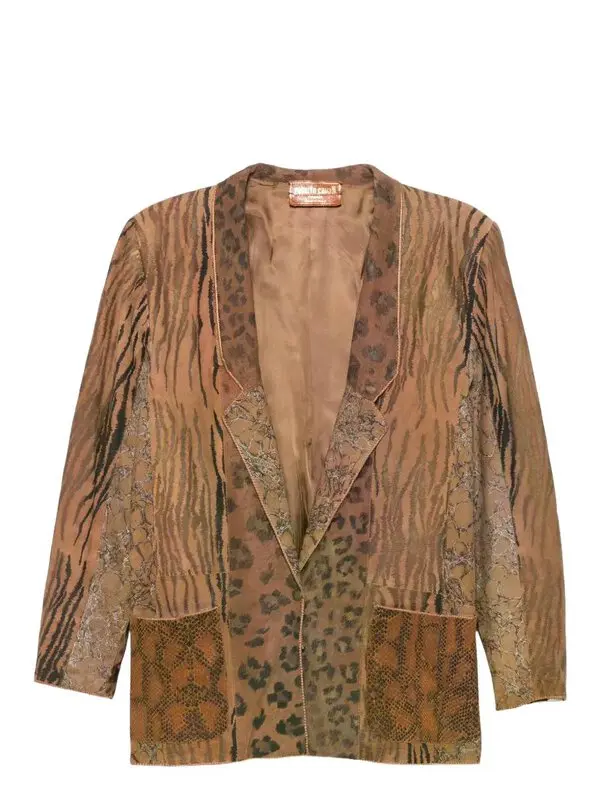 Roberto Cavalli 1980s Animal-print Patchwork Jacket - Brown