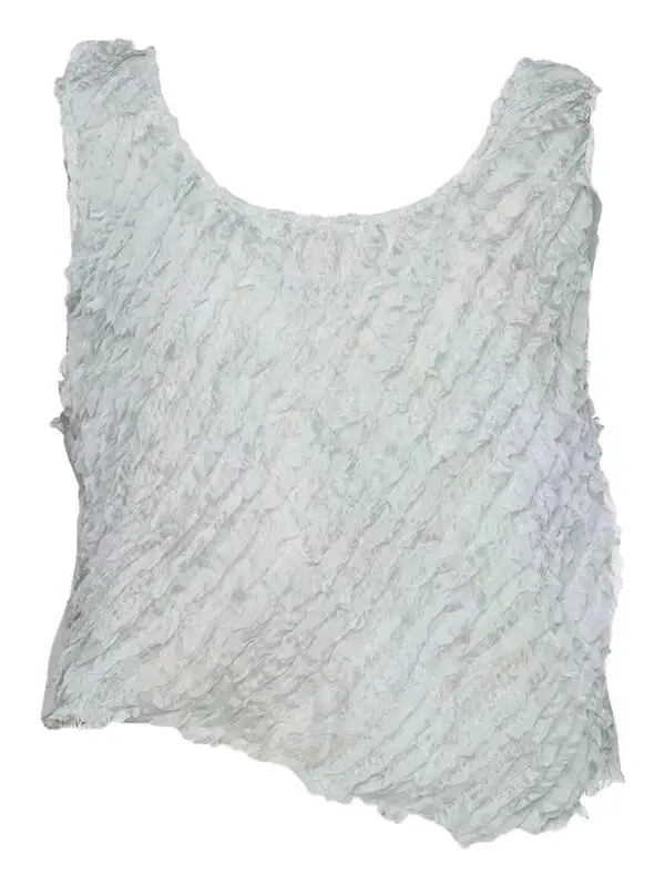 MULLER OF YOSHIOKUBO Ruffled Lace-trim Sleeveless Top - Blue