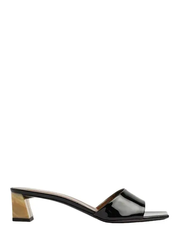 GIUSEPPE ZANOTTI Patent Leather Block Heel Sandals - Black