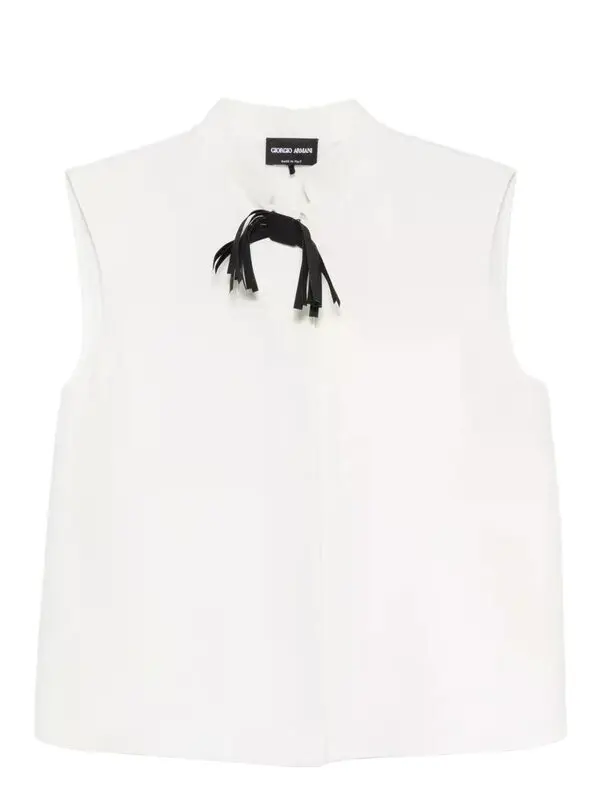 Giorgio Armani Sleeveless High Neck Bow Detail Shirt - Neutrals