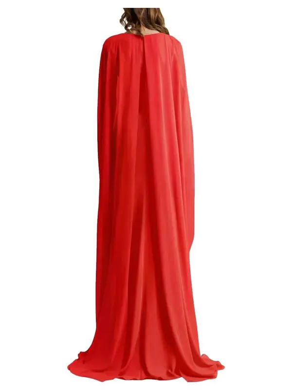 GEMY MAALOUF V-neck Cape Overlay Dress - Red