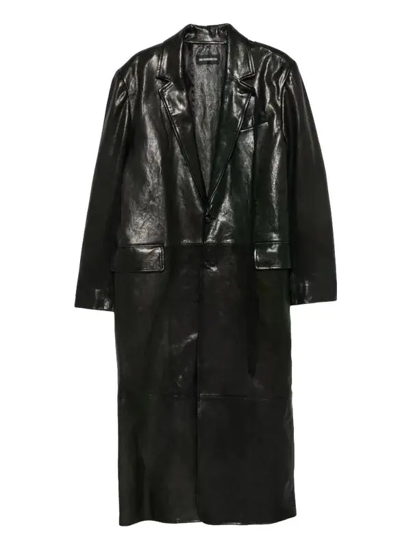 ANN DEMEULEMEESTER Buttoned Leather Coat - Black
