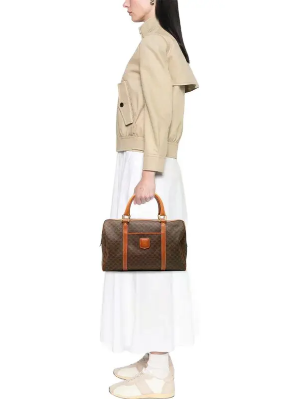 Celine Macadam Coated Canvas Boston Bag - Brown