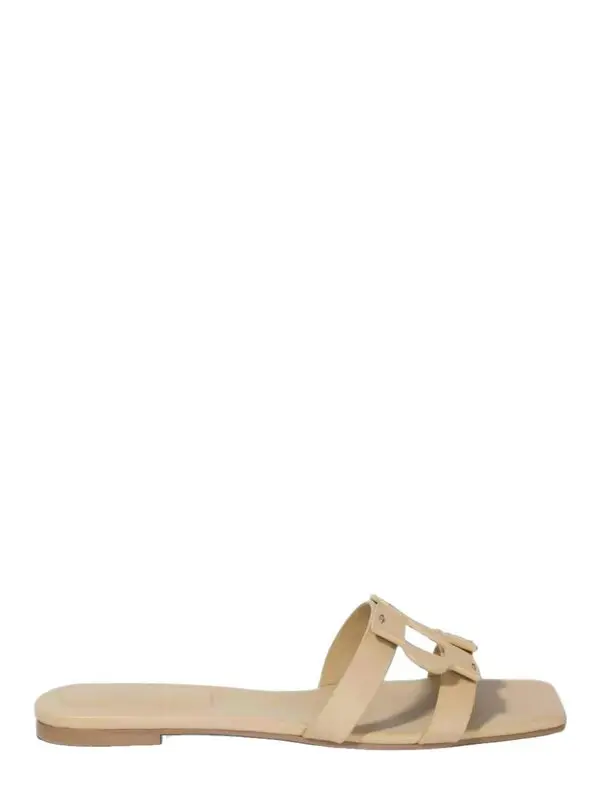 Simkhai Monogram Leather Slides - Neutrals