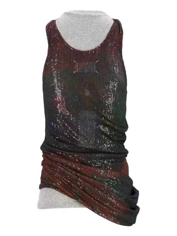 MAISON MARGIELA Sleeveless Draped Sequin Top - Grey
