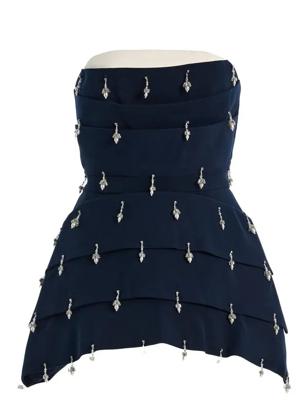 CHORUS Embellished Strapless Bustier Top - Navy