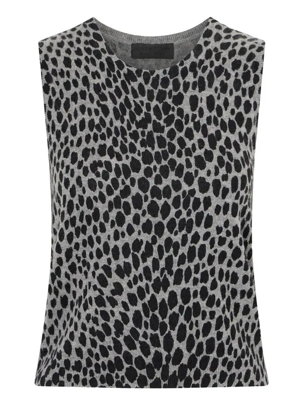 NILI LOTAN Nessa Leopard-jacquard Cashmere Tank - Gray