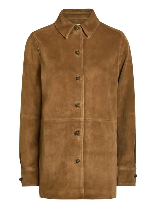 RÓHE Pankou Suede Overshirt - Dark Brown