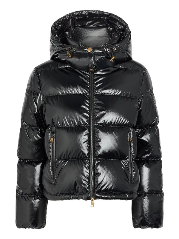 Moncler Padded High Neck Hooded Nylon Jacket - Black