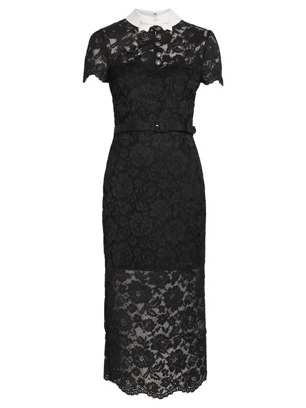 SELF-PORTRAIT Lace Midi Dress - Black