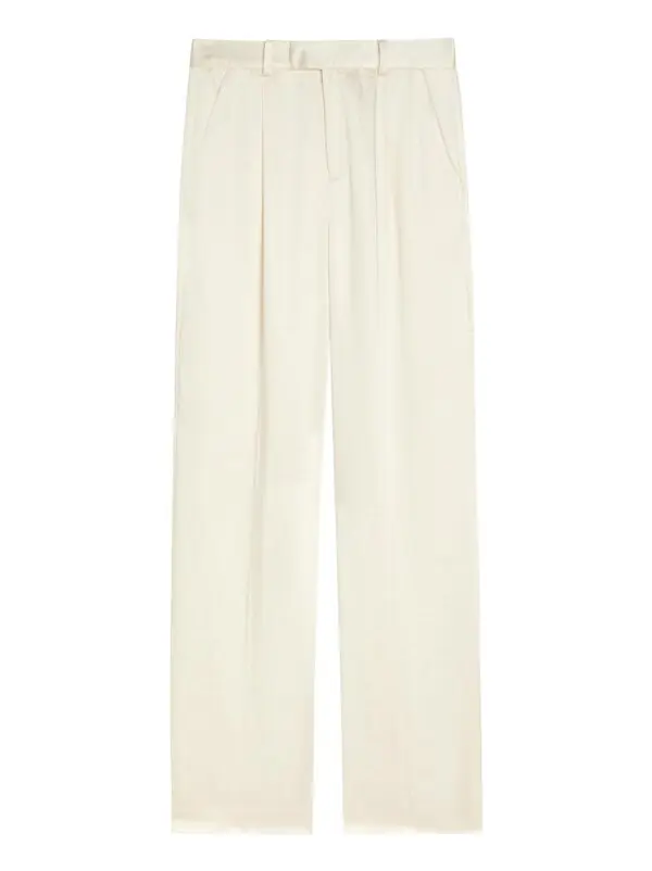 SELF-PORTRAIT Tailored Straight-leg Satin Trousers - Cream