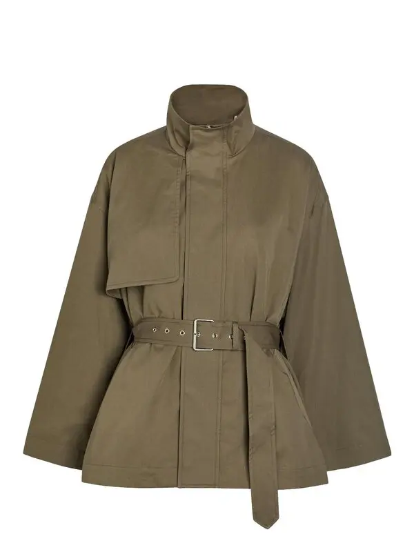 FRAME Belted Cotton Trench Jacket - Green