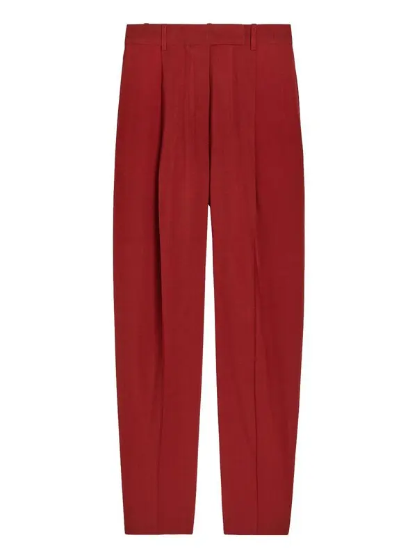 RÓHE Daria Pleated Wool Trousers - Red