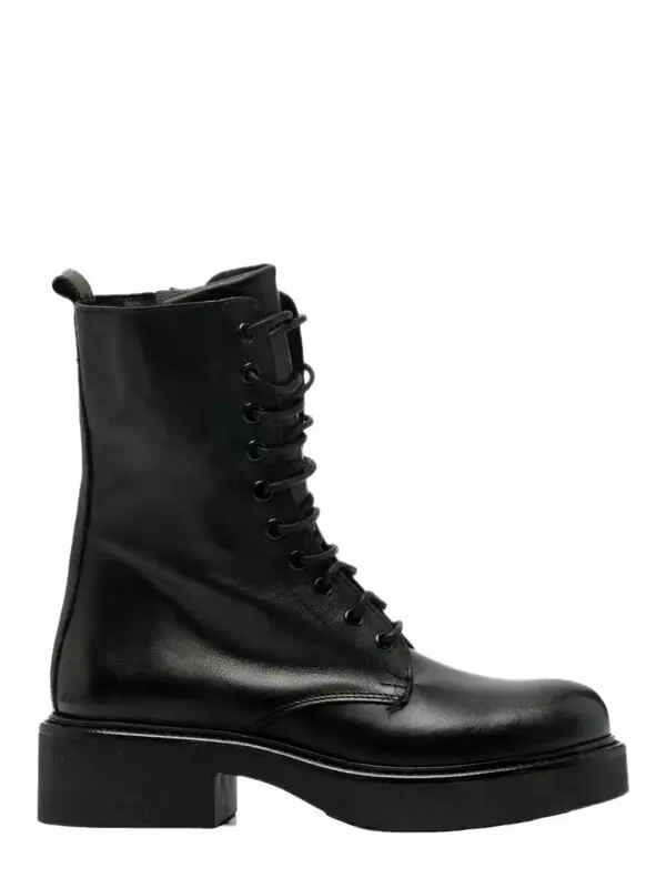 METISSE Lace-up Leather Ankle Boots - Black