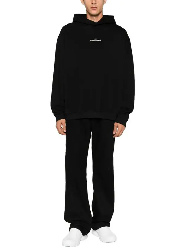 MAISON MARGIELA Logo Embroidered Hoodie - Black