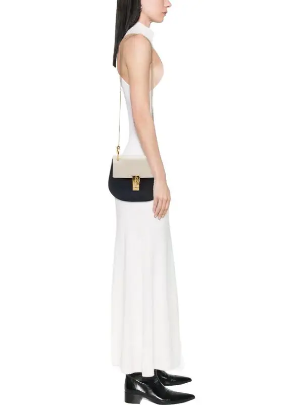 Chloé Small Bicolor Calfskin Drew Crossbody Bag - White
