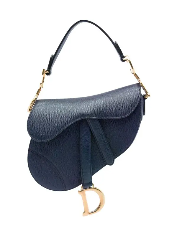 Dior 2018 Grained Calfskin Saddle Bag Satchel - Blue